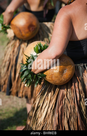 Detail of traditional Hawaiian ipu heke used in performance in Kahiko ...