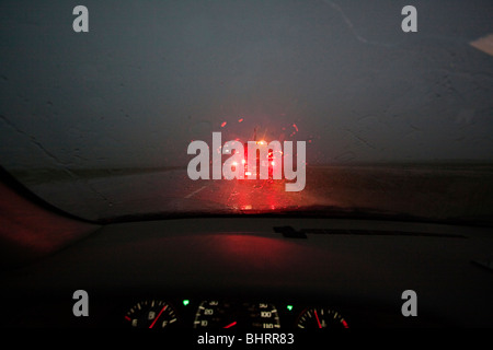 View from the dash of a storm chaser's vehicle during Project Vortex 2 ...