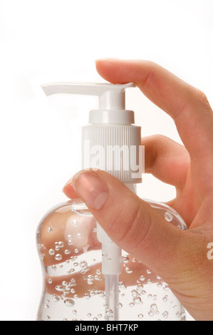 hand holding sanitizing antibacterial gel Stock Photo - Alamy