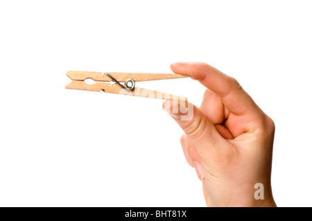 hand holding clothes pin Stock Photo - Alamy