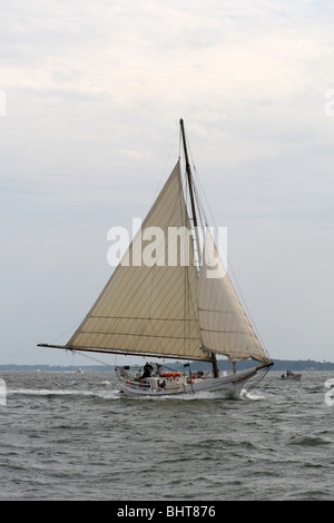 Historic Skipjack sailing boat under restoration, Chesapeake Bay ...