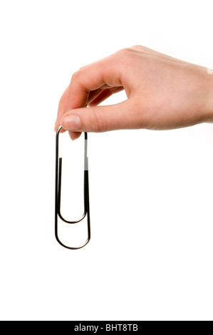 A big paper Clip on White Background Stock Photo - Alamy