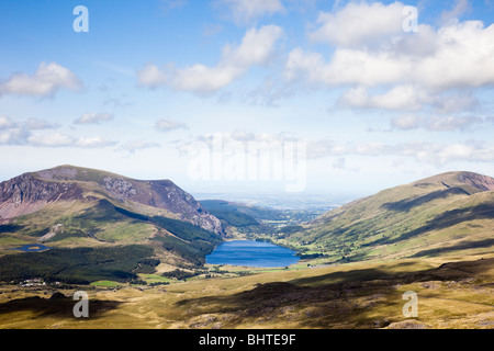 Llyn Cwellyn Reservoir and Mynydd Mawr view from summit of mount ...