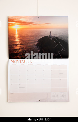 UK, Britain. Pictorial 2010 calendar page showing dates for month of ...