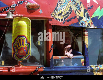Ken Kesey in his Merry Prankster bus Furthur. The Pignic at Wavy Gravy ...