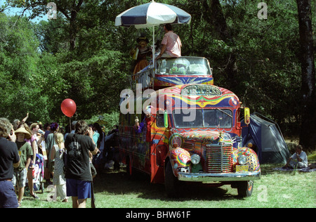 Ken Kesey's Merry Prankster bus Furthur parks. The Pignic at Wavy Gravy ...