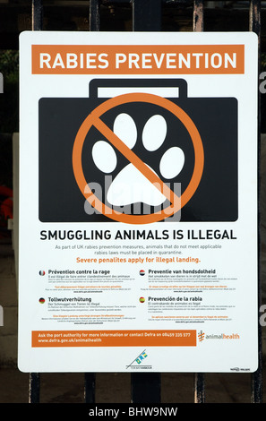 Rabies prevention warning sign Stock Photo - Alamy