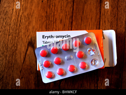 Erythromycin macrolide antibiotic tablets used for the treatment of ...