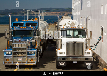 Fuel truck tanker refueling Cruise Ship Stock Photo - Alamy