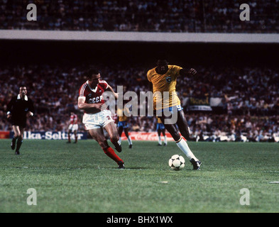 Brazil v Russia World Cup 1982 football Falcao (15) on the ball watched ...