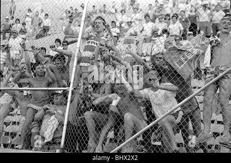 World Cup 1986 Group F England 3 Poland 0 England fans cheering Tecnol ...