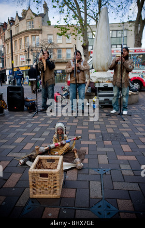 Tatanka (Native American Indian musicians) playing in Nottingham city ...