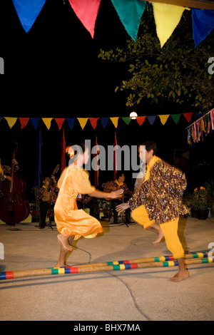 Tinikling (Philippine folk dance) performers on stage - National Stock ...