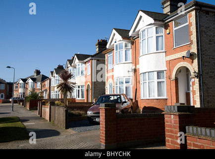 Inter war 1930s semi detached housing with bay windows Ipswich Suffolk ...