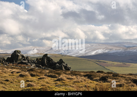 View from Carningli Mountain Preseli hills Pembrokeshire Wales Stock ...