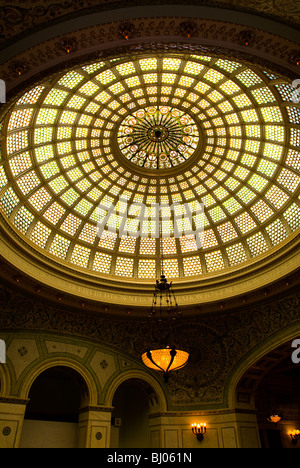 Tiffany glass dome, Chicago Cultural Center, Chicago, Illinois, USA ...