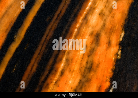 Rock thin section showing minerals through cross polarized light Stock ...