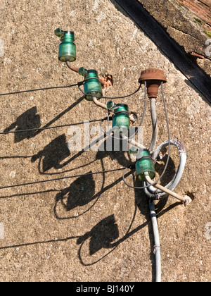 Old domestic mains electricity supply pole - France Stock Photo - Alamy
