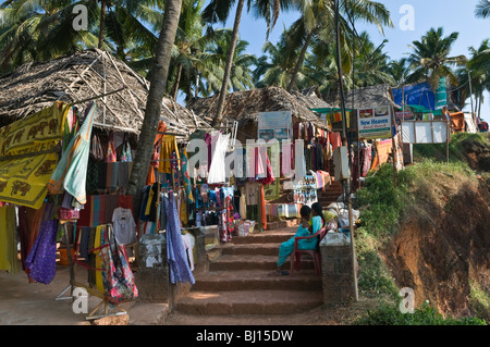 Shops on cliff top path Varkala Kerala India Stock Photo - Alamy