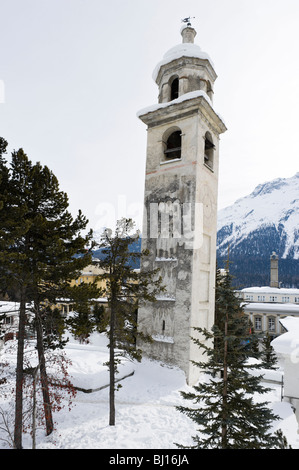 The Dorf Leaning Tower in St Moritz, Switzerland Stock Photo - Alamy