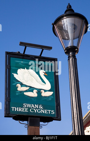 Swan and Three Cygnets Pub Sign, Elvet Bridge, Durham; England Stock ...