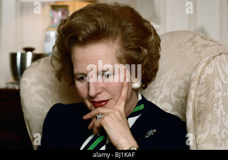 Prime Minister Margaret Thatcher pensive expression during photo Stock ...