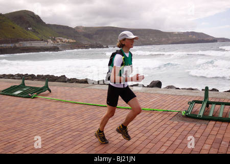 Elisabeth Lizzy Hawker running the 123km Trans Gran Canaria cross ...