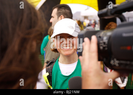 Elisabeth Lizzy Hawker running the 123km Trans Gran Canaria cross ...