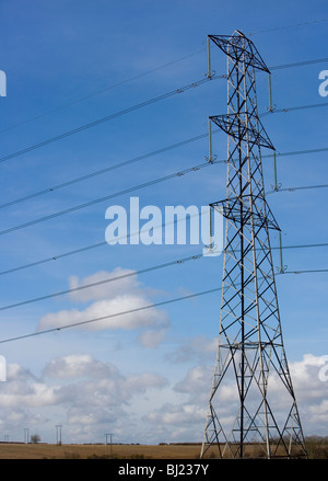 Electricity pylons in countryside near Willington in south Derbyshire ...