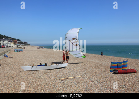 Shingle beach at Sandgate, Folkestone, Kent, England, United Kingdom ...