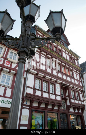 Germany, Rhineland-Palatinate, Eifel, Adenau, marketplace, street cafe ...