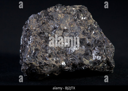 Sphalerite zinc mineral ore isolated on black background. Zinc sulfide ...