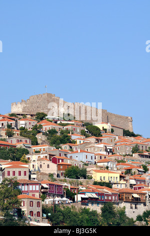Village and castle of Molyvos, Lesvos island, Greece Stock Photo - Alamy