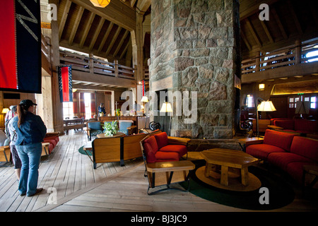 View of the interior of the Timberline Lodge, Mount Hood, Oregon Stock ...
