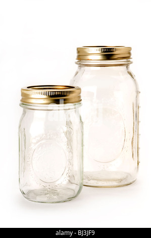 Two glass transparent empty jars Stock Photo - Alamy