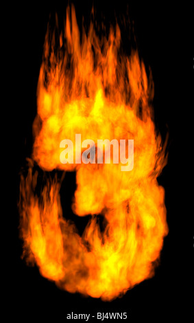 Burning fire number 3 three, flaming burn font. Hot red fire glow ...