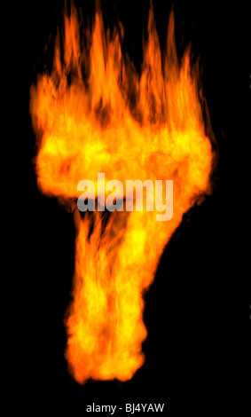 Burning fire number 7 seven, flaming burn font. Hot red fire glow ...