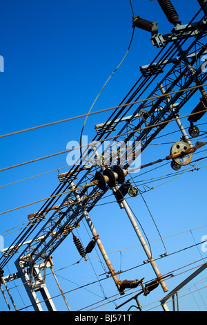 Overhead lines & insulators, electric train line,WCML,England,UK Stock ...