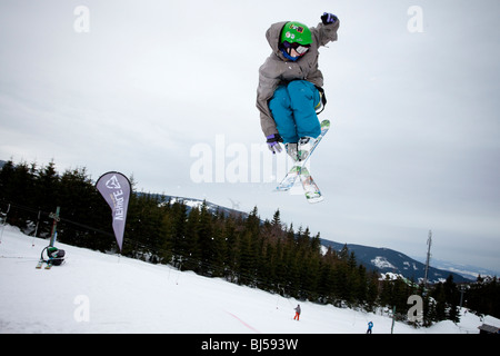 Skier flipping in mid-air Stock Photo - Alamy