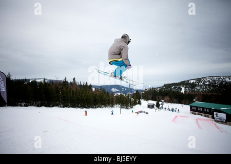 Skier flipping in mid-air Stock Photo - Alamy