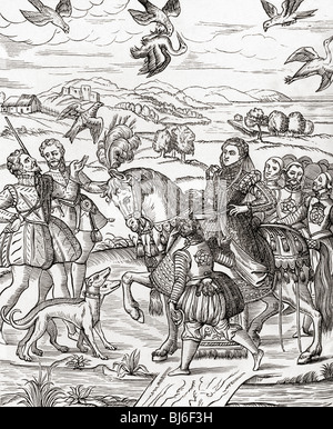 QUEEN ELIZABETH I (1533 - 1603) Hunting in Woodstock Park Stock Photo ...