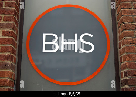 british home stores, bhs, logos at a branch of the department store in ...