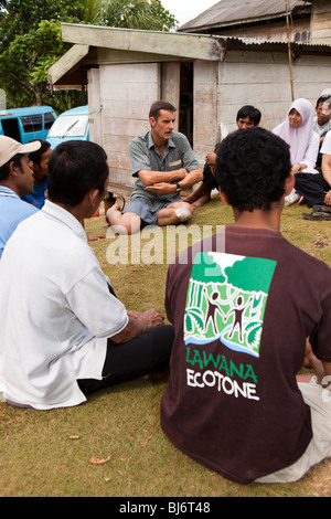 Sulawesi Lambusango forest reserve Graeme Gillespie demonstrating snake ...