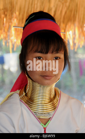 Long-necked woman, Karen tribe, Chiang Mai, Thailand Stock Photo - Alamy