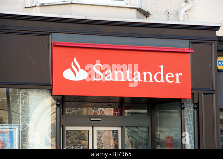 Santander bank sign shop front name signs logo exterior facade UK ...