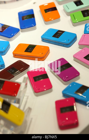 The 'Pantone' colours collection of new Softbank mobile phones in the ...