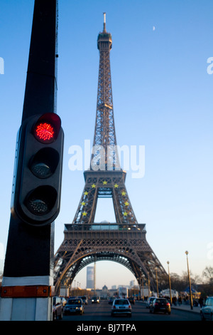 French stoplight with red light on Stock Photo - Alamy
