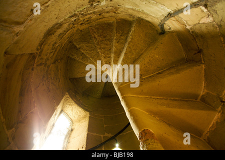 spiral staircase in the medieval castle of Chillon Stock Photo: 8057364 ...