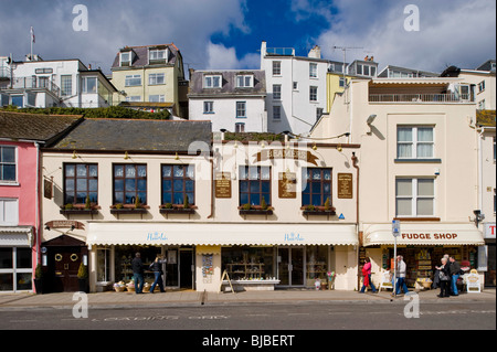 Shops in Brixham Devon Stock Photo - Alamy