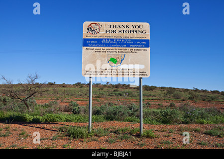 fruit fly exclusion zone sign Broken Hill, Australian outback Stock ...